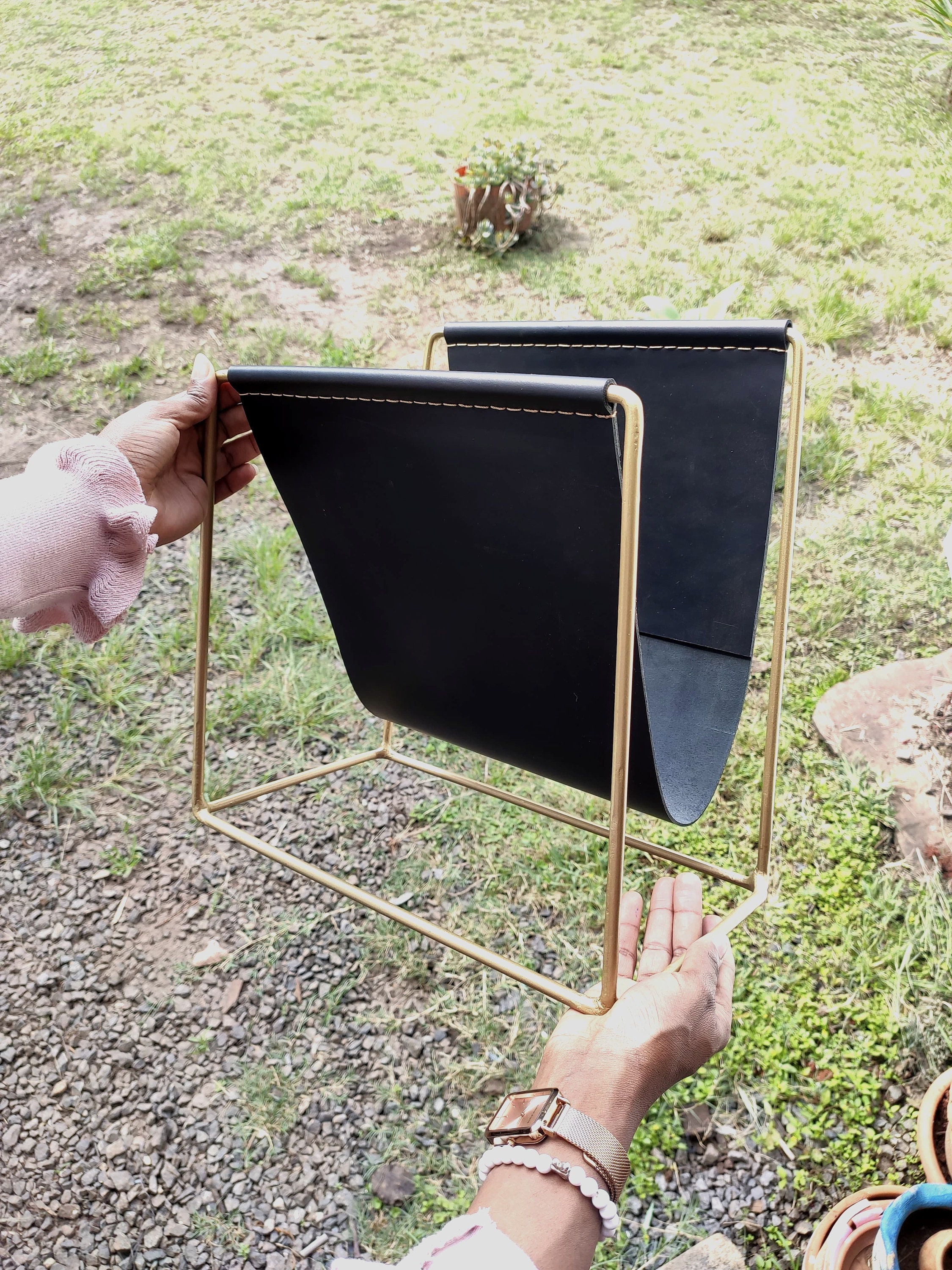 Leather Magazine Rack - Etsy