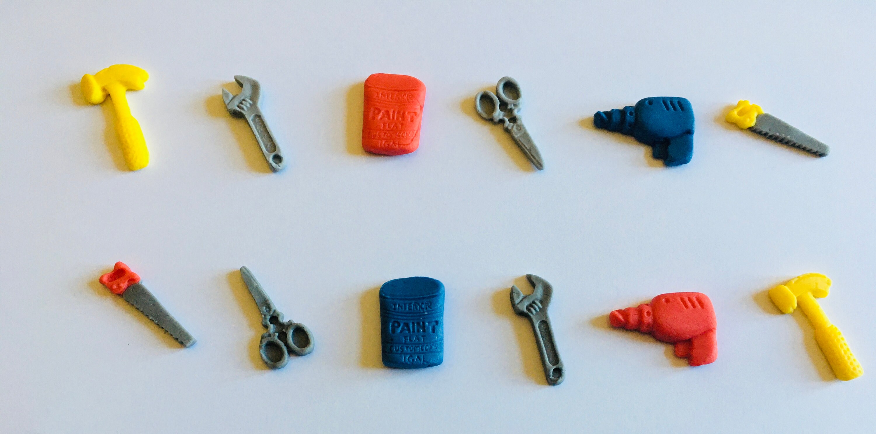 12 Handmade Edible Tools Cake Toppers Fondant Decorations Icing Father ...