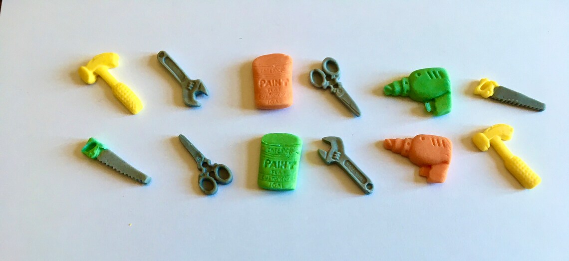 12 Handmade Edible Tools Cake Toppers Fondant Decorations - Etsy