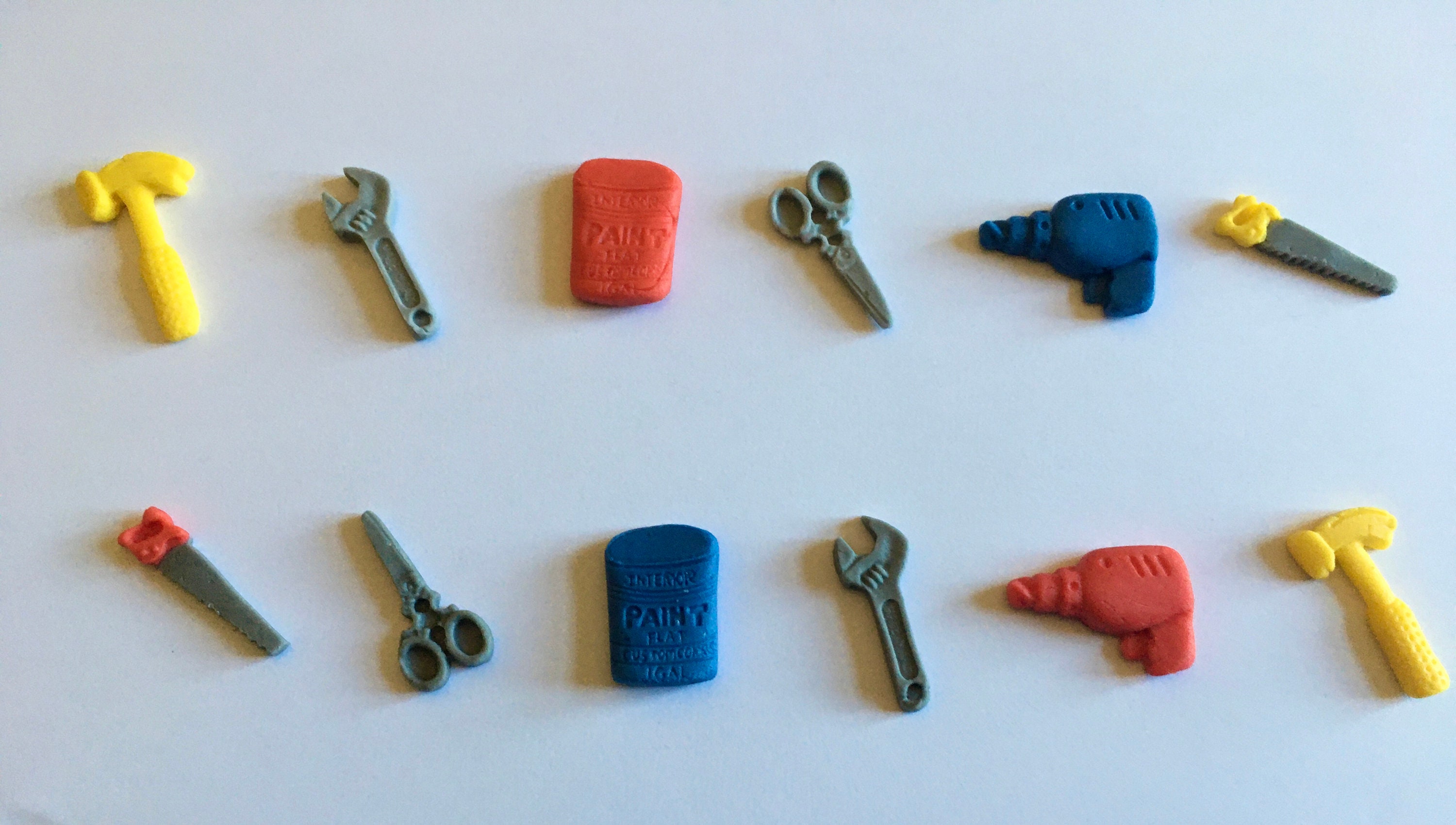 12 Handmade Edible Tools Cake Toppers Fondant Decorations Icing Father ...