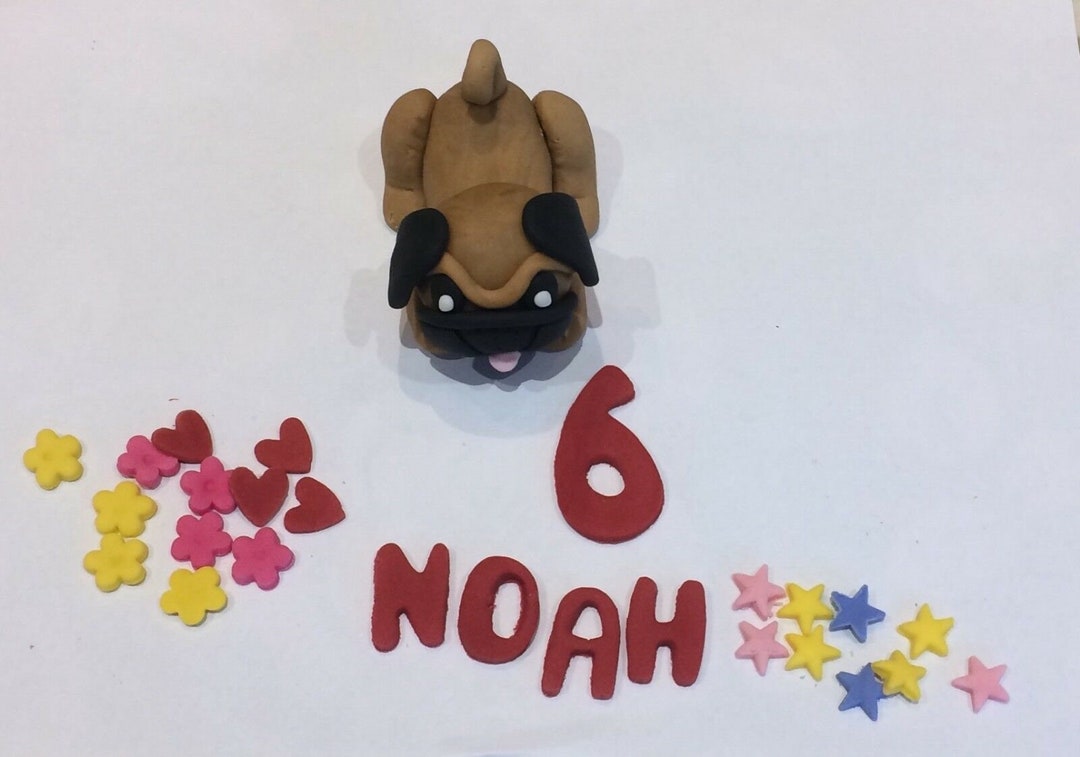 Handmade Pug dog fondant sugarpaste edible cake topper - Etsy España
