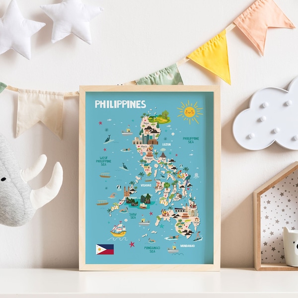 Philippines Wall Map - Etsy