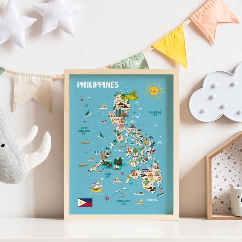 Philippines Wall Map - Etsy