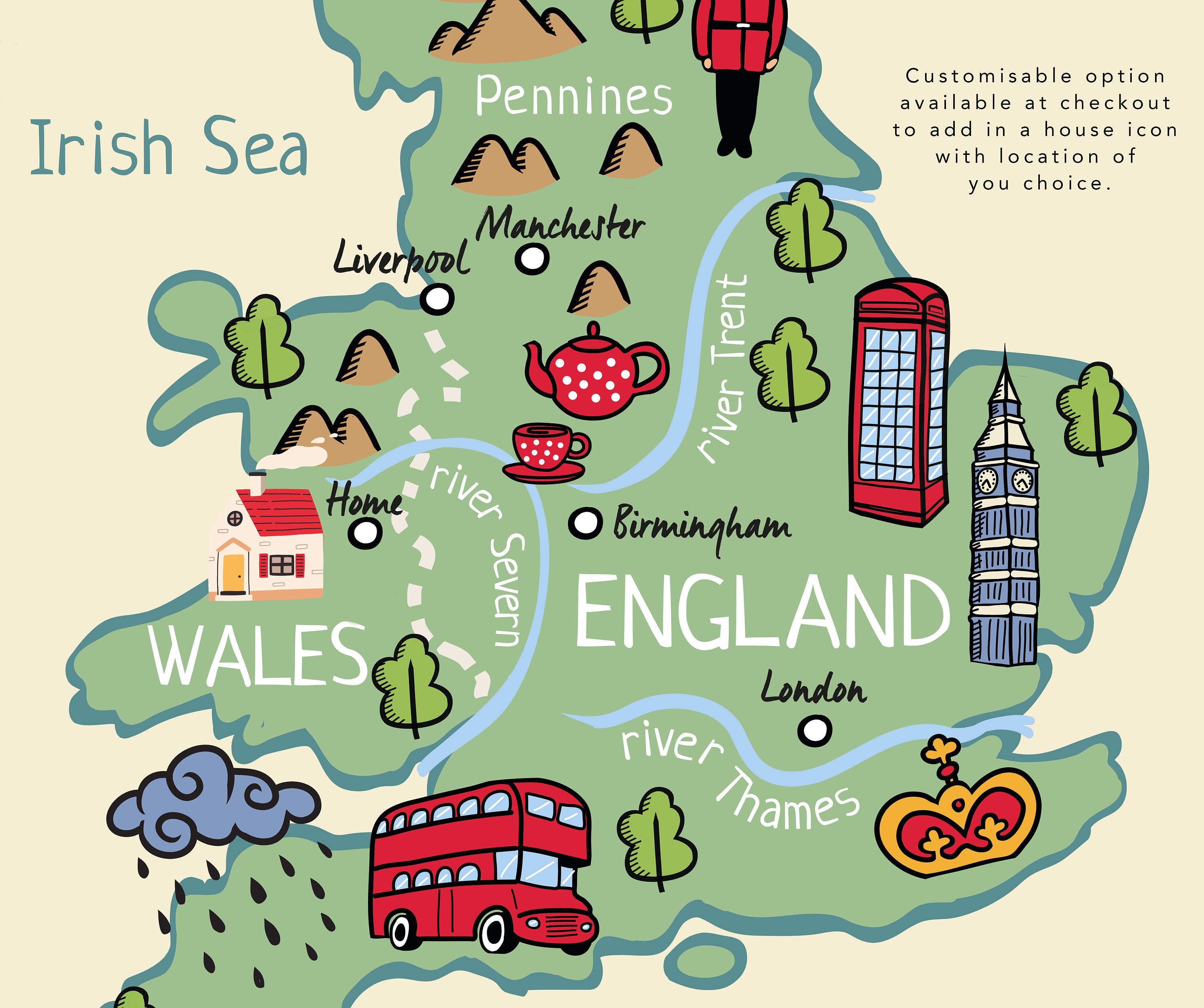 Customised Map of the UK & IRELAND - Etsy UK