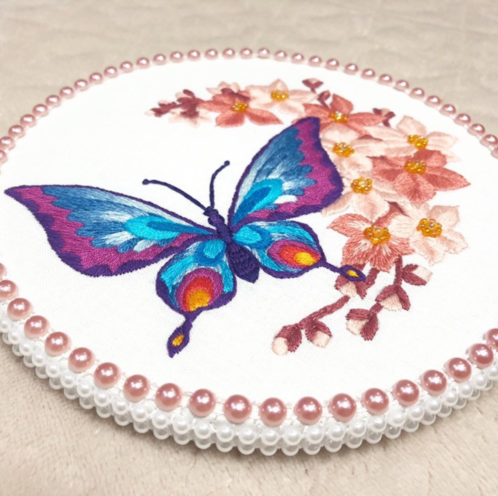 Butterfly and Sakura Hand Embroidery Pattern Digital - Etsy