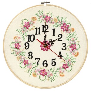 Spring Floral Clocks Hand Embroidery Pattern Digital | Etsy
