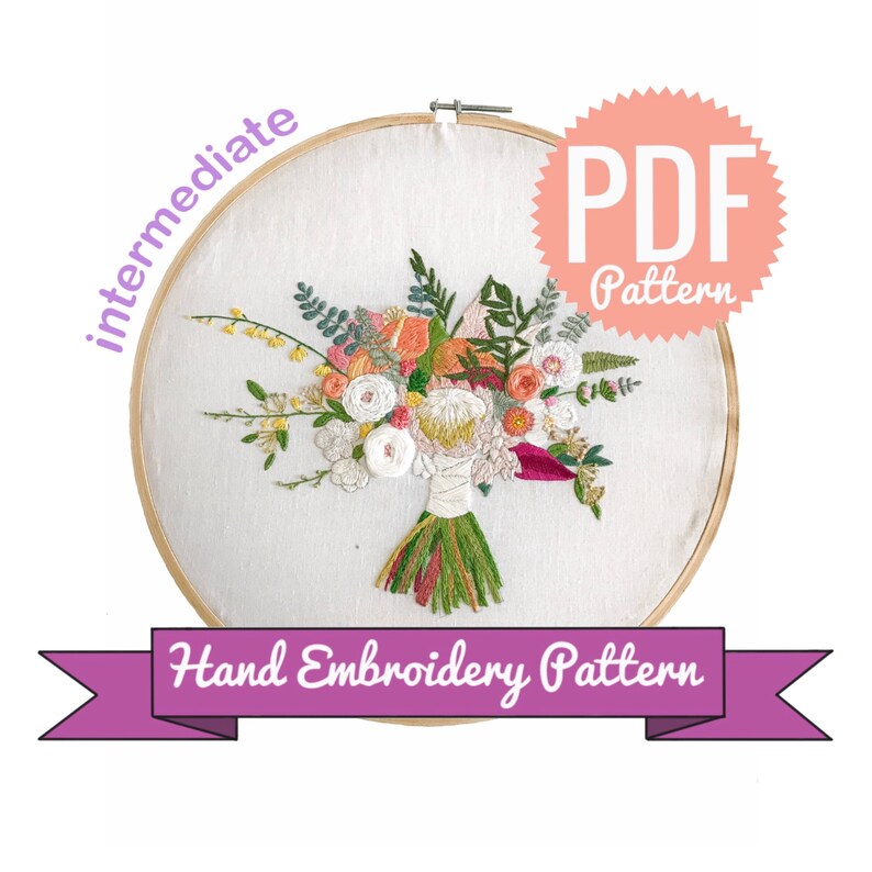 Hand Embroidery Pattern Wedding Bouquet Digital Download - Etsy