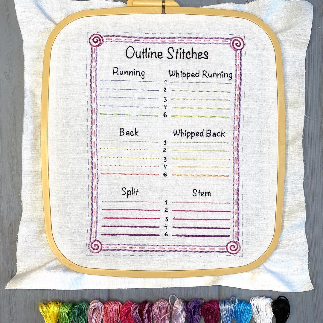 Outline Stitches Sampler Page | Stitch Sampler for Beginners, Hand ...