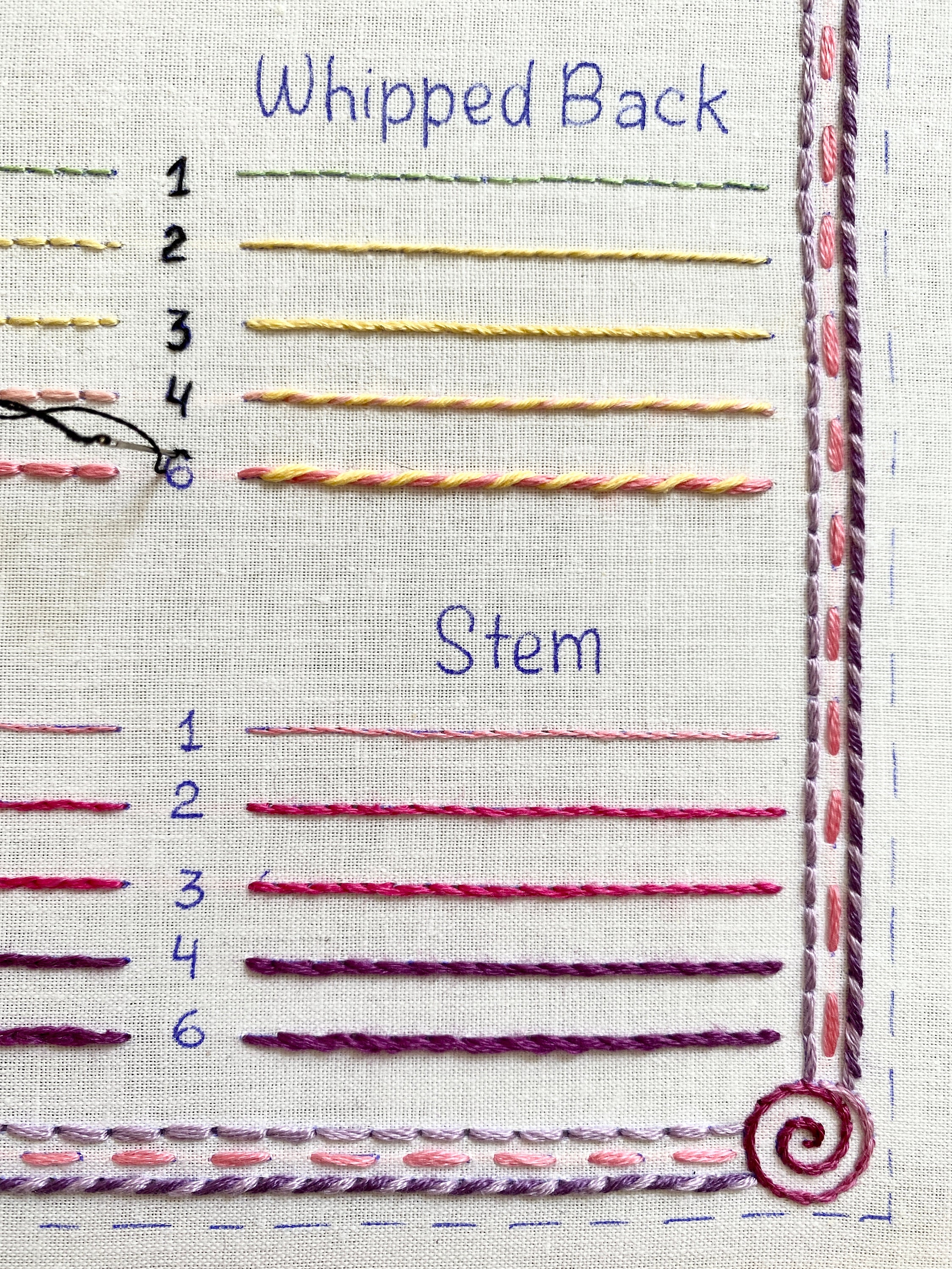 Outline Stitches Sampler Page | Stitch Sampler for Beginners, Hand ...