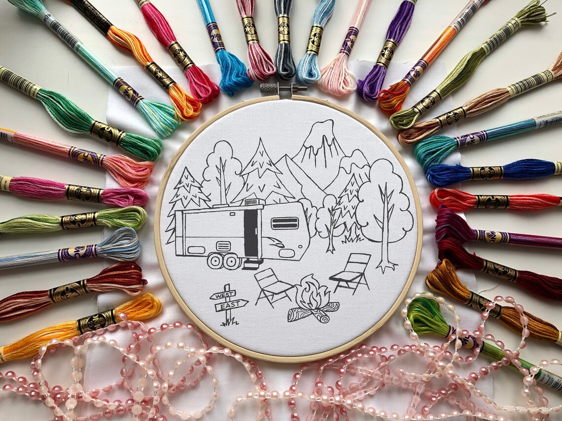 Camping Travel Trailer Hand Embroidery Pattern Digital | Etsy