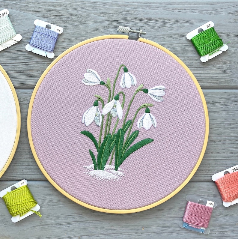 Snowdrops in the Snow Hand Embroidery Pattern Video - Etsy