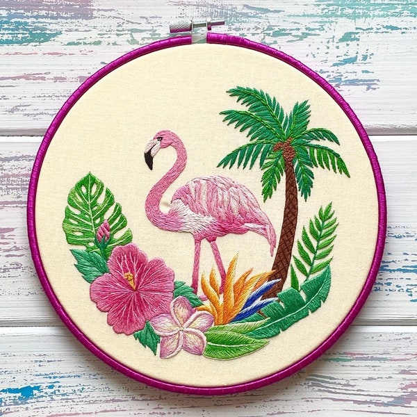 Flamingo Embroidery - Etsy