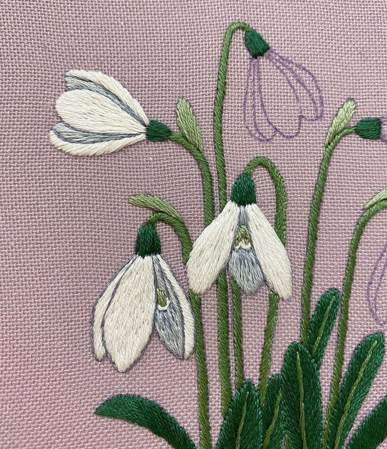 Snowdrops in the Snow Hand Embroidery Pattern Video - Etsy