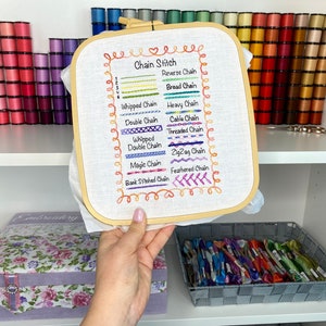 Chain Stitch Sampler Page for Beginners, Hand Embroidery PDF Pattern ...
