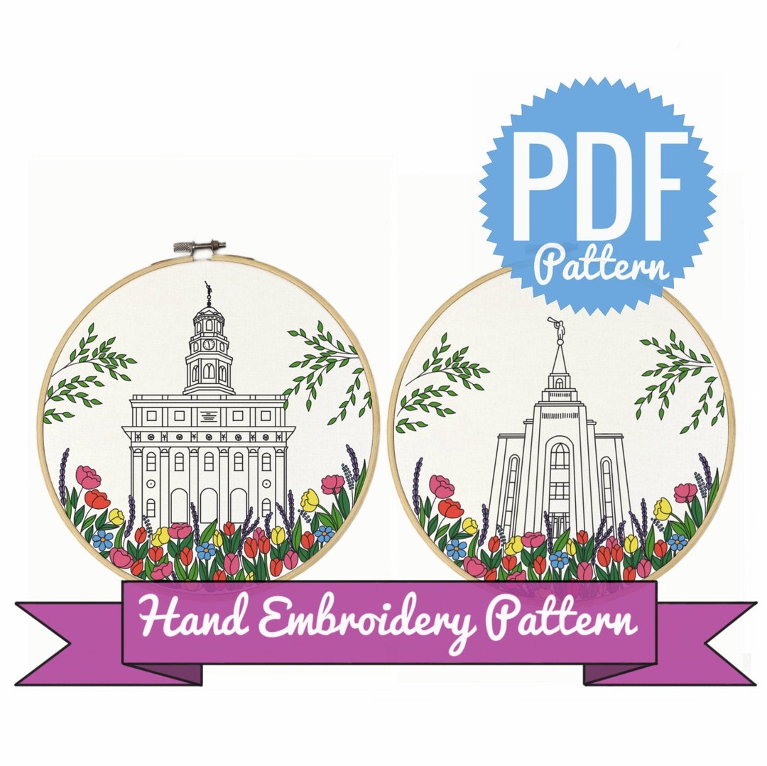 Mormon Temples Hand Embroidery Pattern | Digital Download PDF ...
