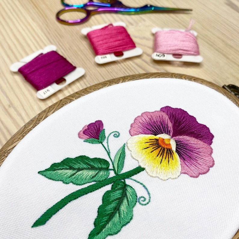 Hand Embroidery Pattern | Pansy Miniature | Digital Download PDF ...