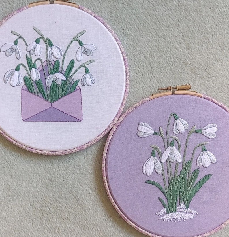 Snowdrops in the Snow Hand Embroidery Pattern Video - Etsy