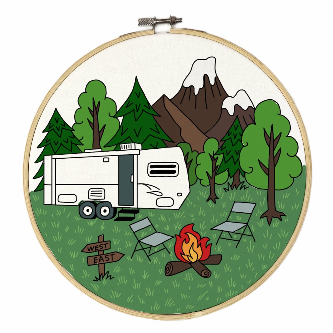 Camping Travel Trailer Hand Embroidery Pattern | Digital Download PDF ...