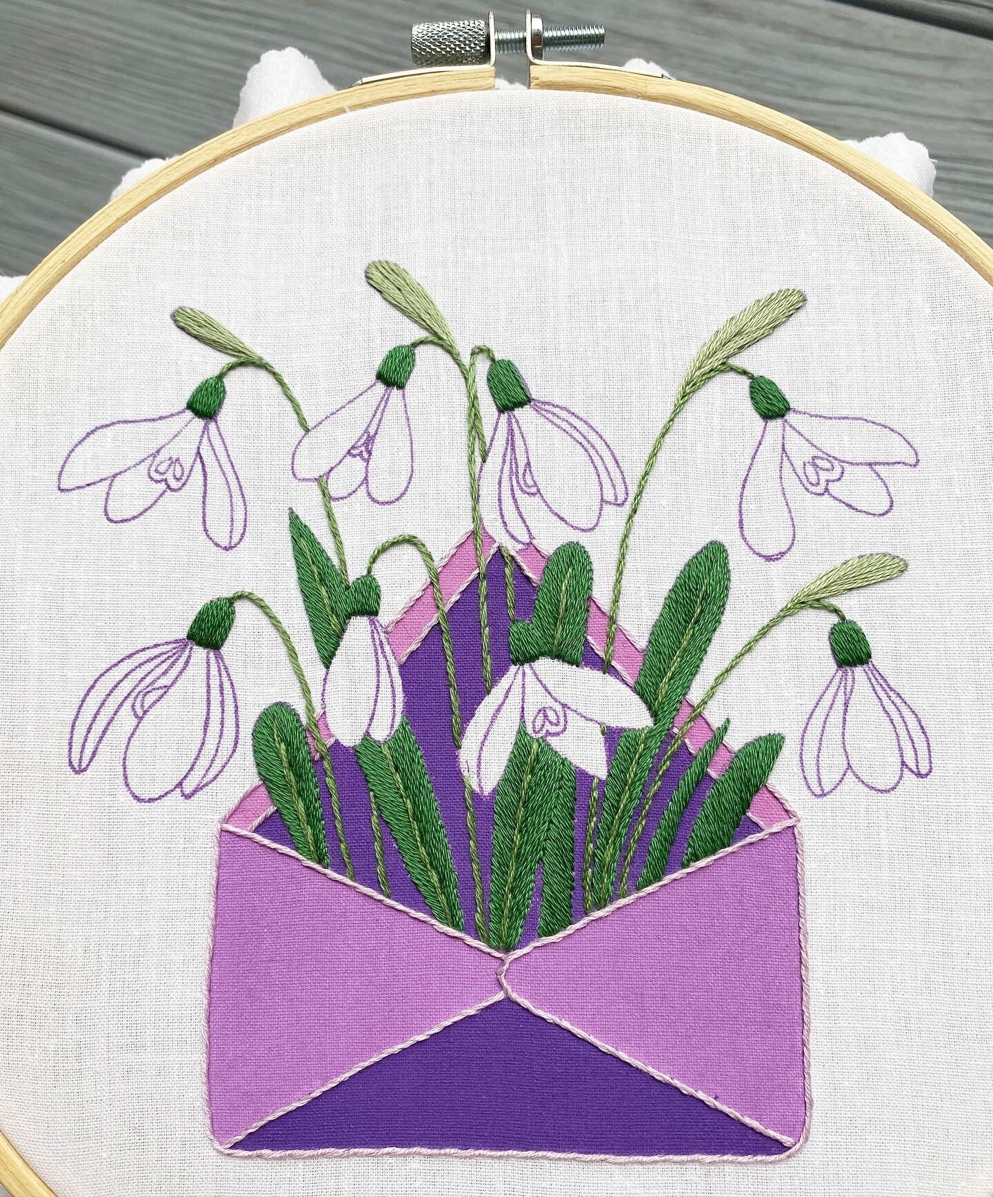 Snowdrops in the Envelope Hand Embroidery Pattern Video | Etsy