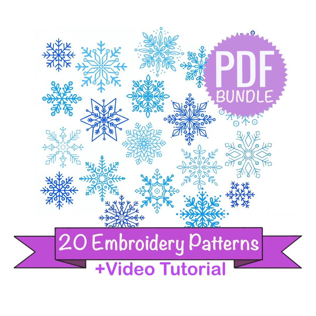 Set of 20 Snowflake Designs Hand Embroidery Pattern PDF - Etsy