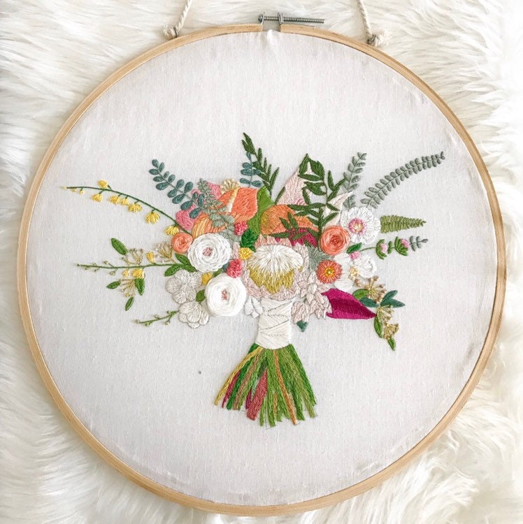 Hand Embroidery Pattern Wedding Bouquet Digital Download - Etsy Australia