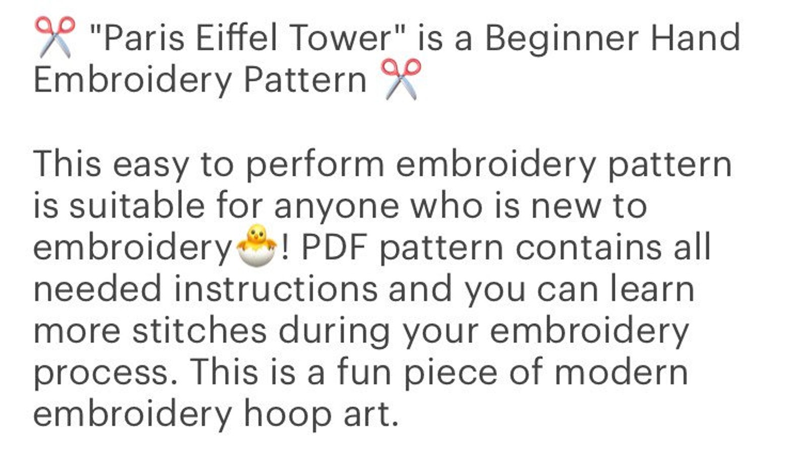 Hand Embroidery Pattern | Paris Eiffel Tower | Digital Download PDF ...