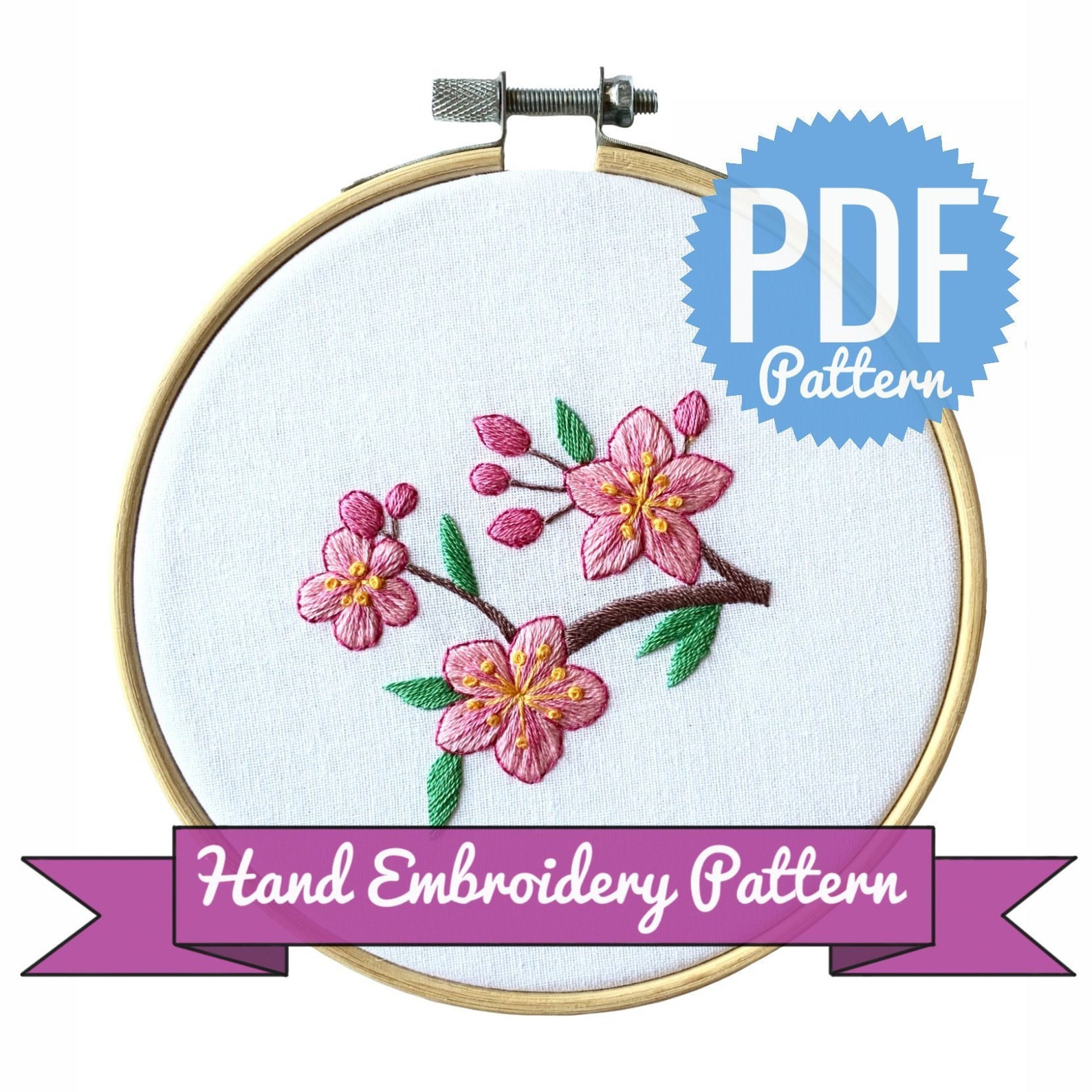 Cherry Blossom Small Version Hand Embroidery Pattern Digital | Etsy