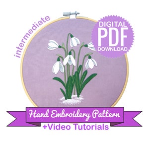 Snowdrops in the Snow Hand Embroidery Pattern + Video Tutorials ...