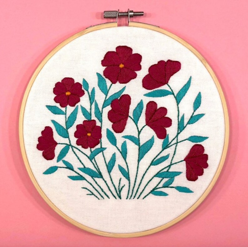 Red Peony Hand Embroidery Pattern Digital Download PDF | Etsy