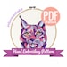 Geometric Bobcat Purple Version Hand Embroidery Pattern | Digital ...