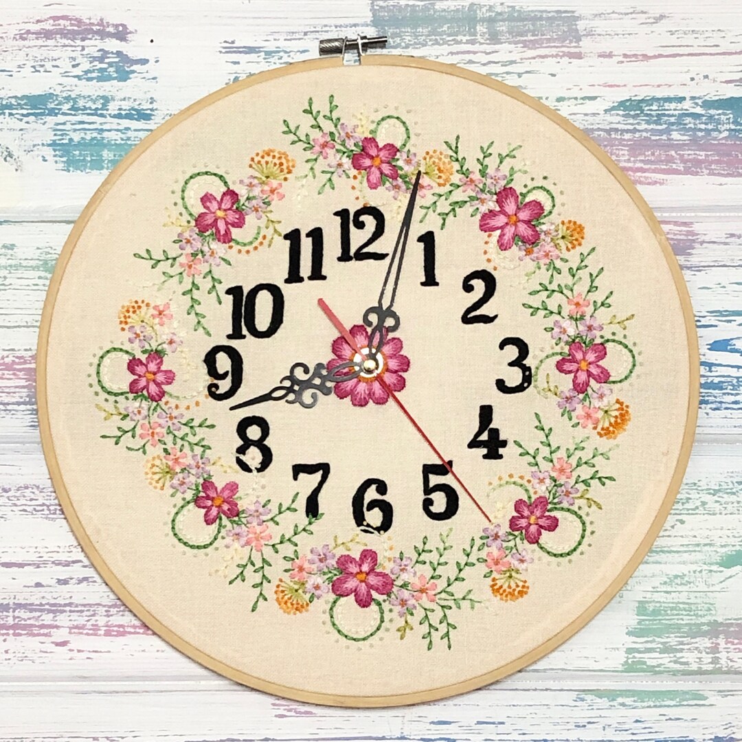 Spring Floral Clocks Hand Embroidery Pattern Digital - Etsy