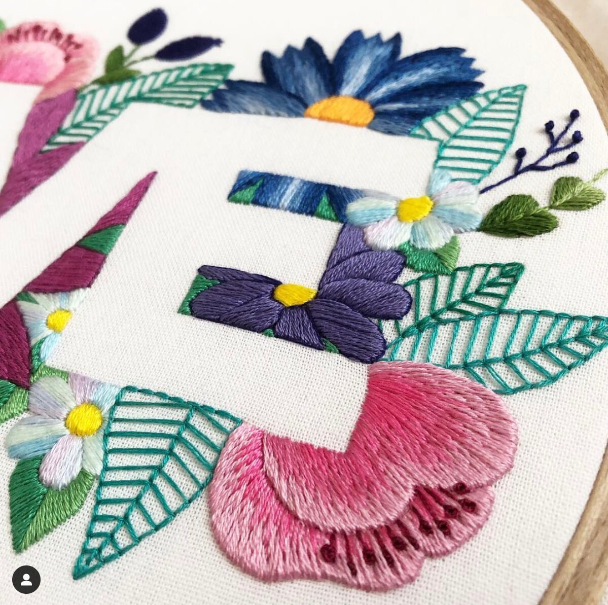 Big Floral LOVE Negative Space Hand Embroidery Pattern PDF + Complete ...