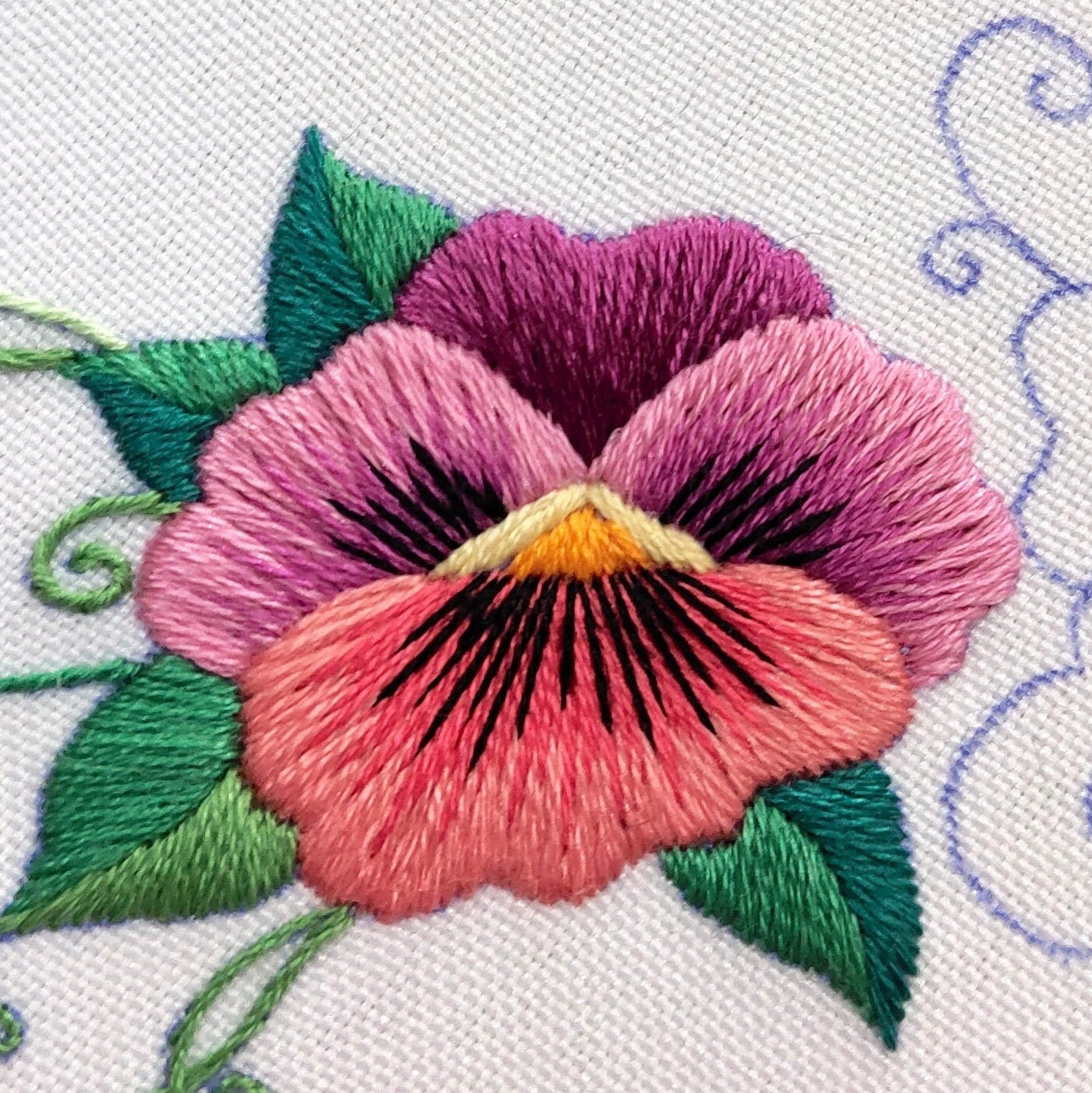 Spring Pansies Wreath Pink Version - Hand Embroidery Pattern| Digital ...
