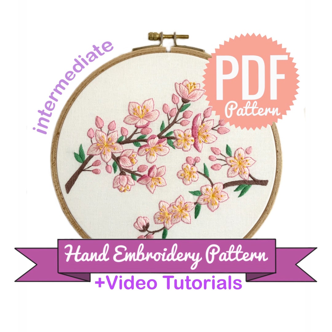 Cherry Blossom Hand Embroidery Pattern Digital Download PDF - Etsy