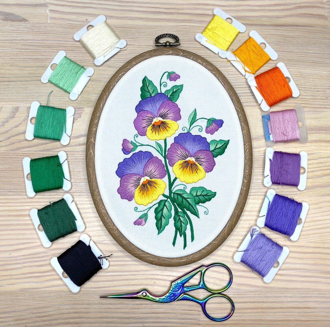 Hand Embroidery Pattern Vintage Pansies Bouquet Digital - Etsy UK