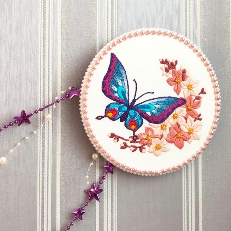 Butterfly and Sakura Hand Embroidery Pattern Digital - Etsy