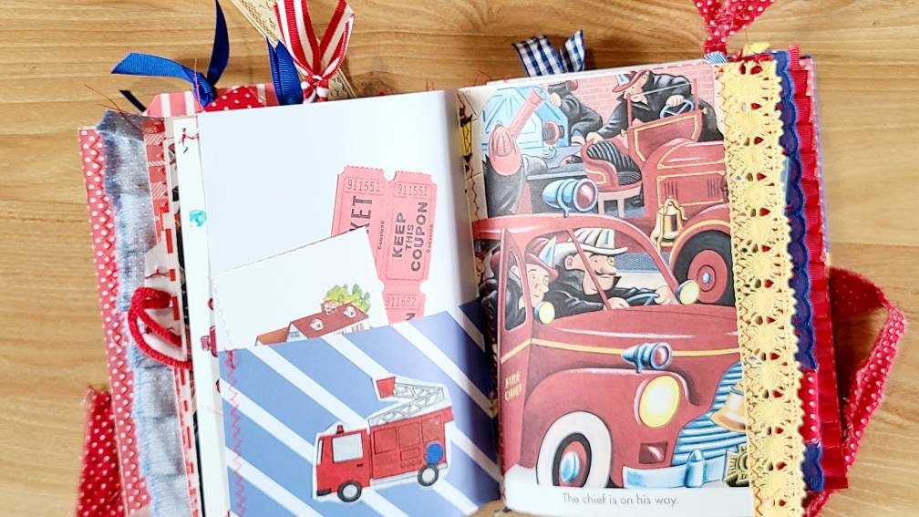 Fire Engine Junk Journal: Handmade Little Golden Book Journal - Etsy