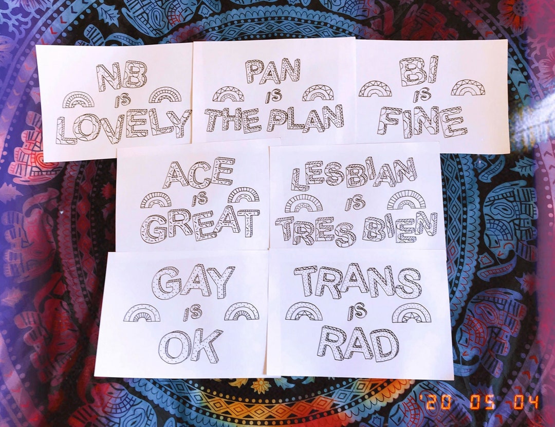 LGBT Colour-in Sheets (pack of 7) - Etsy
