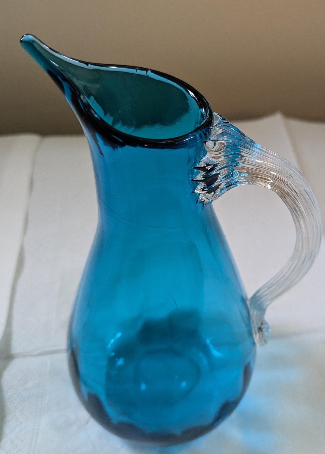 Vintage Whitefriars Kingfisher Blue Medium Glass Jug - Etsy