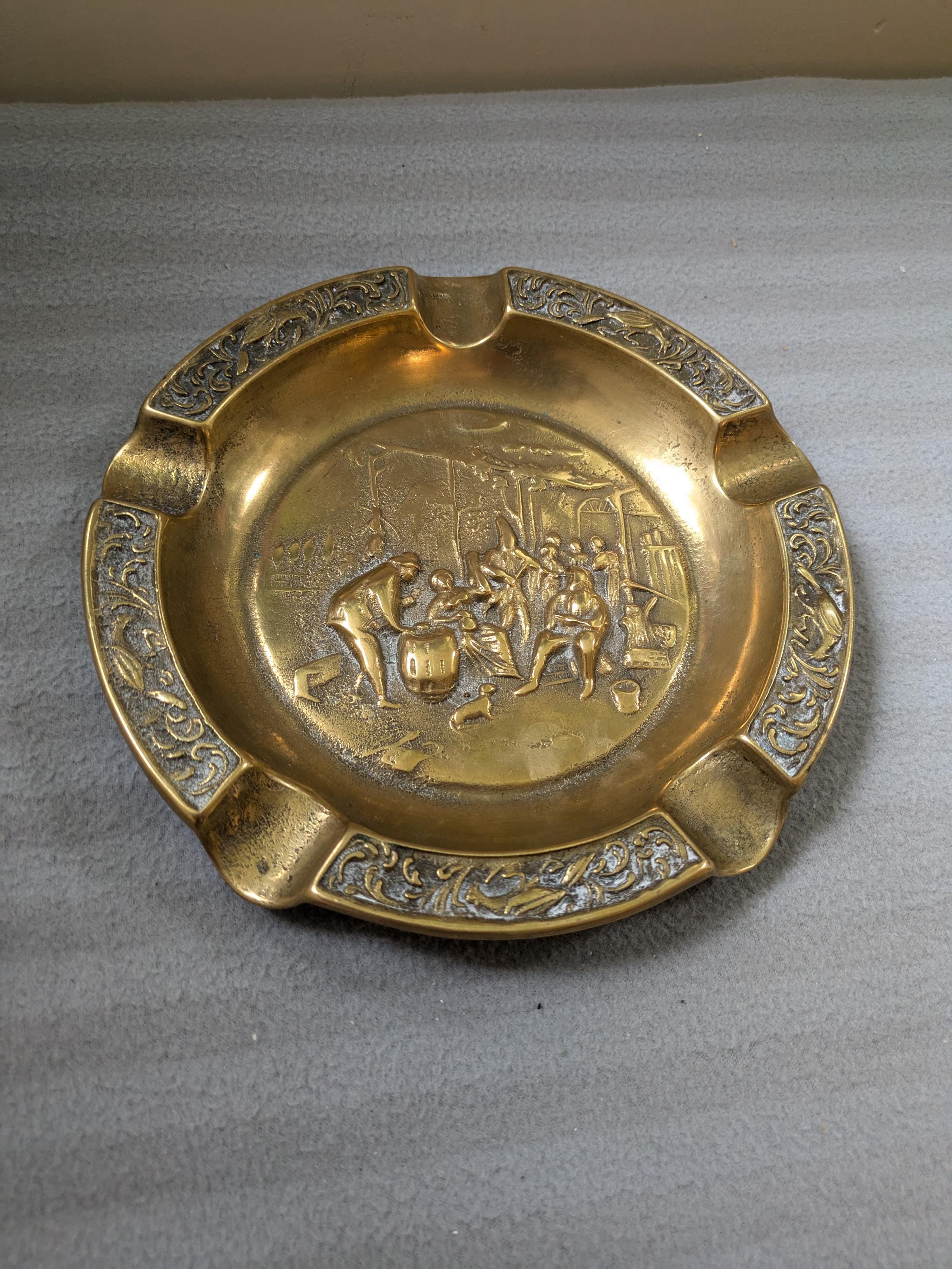 Large Vintage Brass Ashtray - Etsy