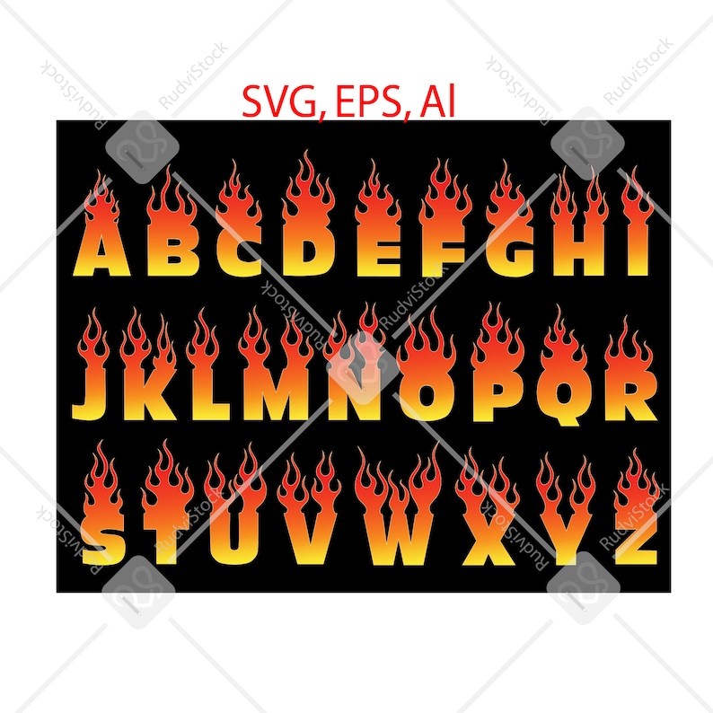 Flame Font Svg Flame Alphabet Vector Fire Font Svg Flame | Etsy