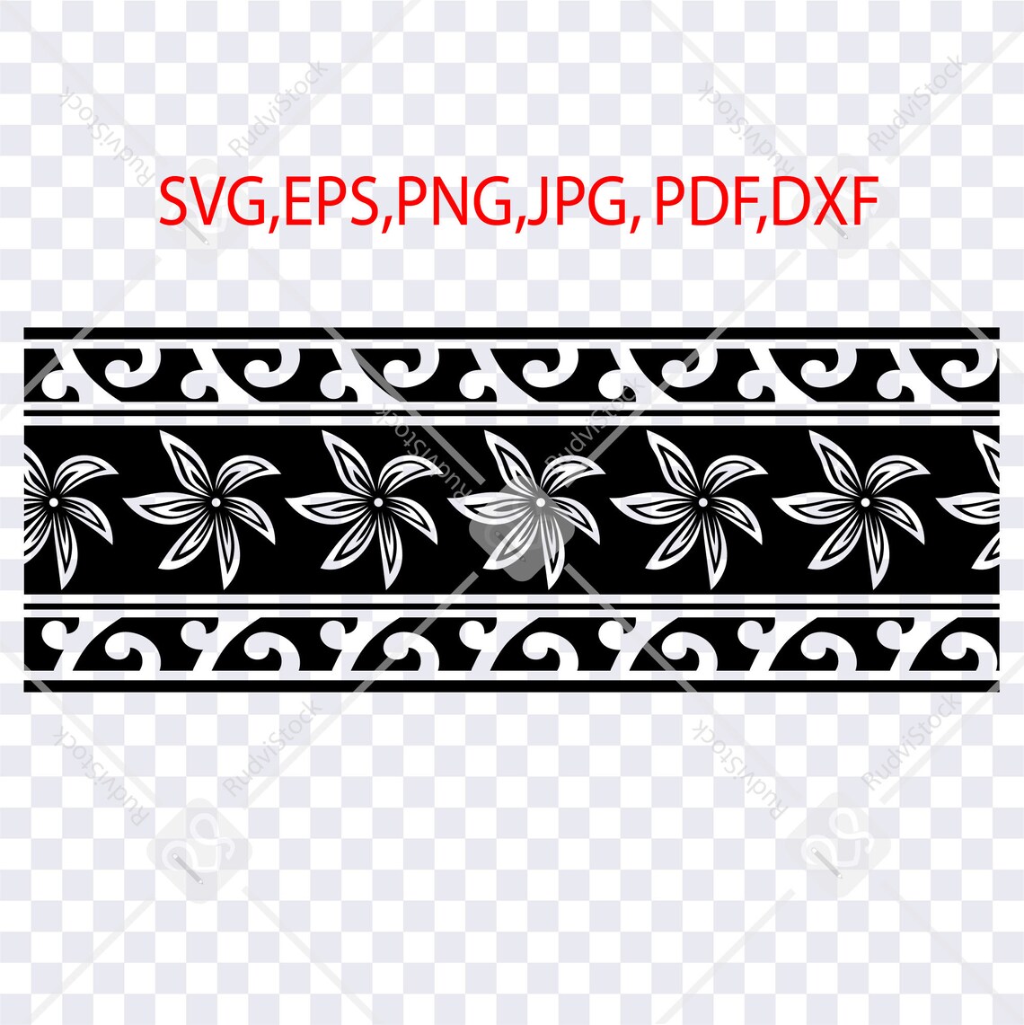 Polynesian Svg Samoan Tribal Svg Samoan Flower Art Border | Etsy