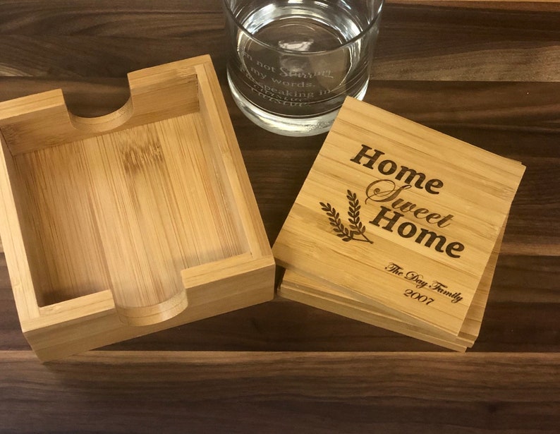 Custom Coasters Bamboo Personalized Coasters Set of 4 - Etsy