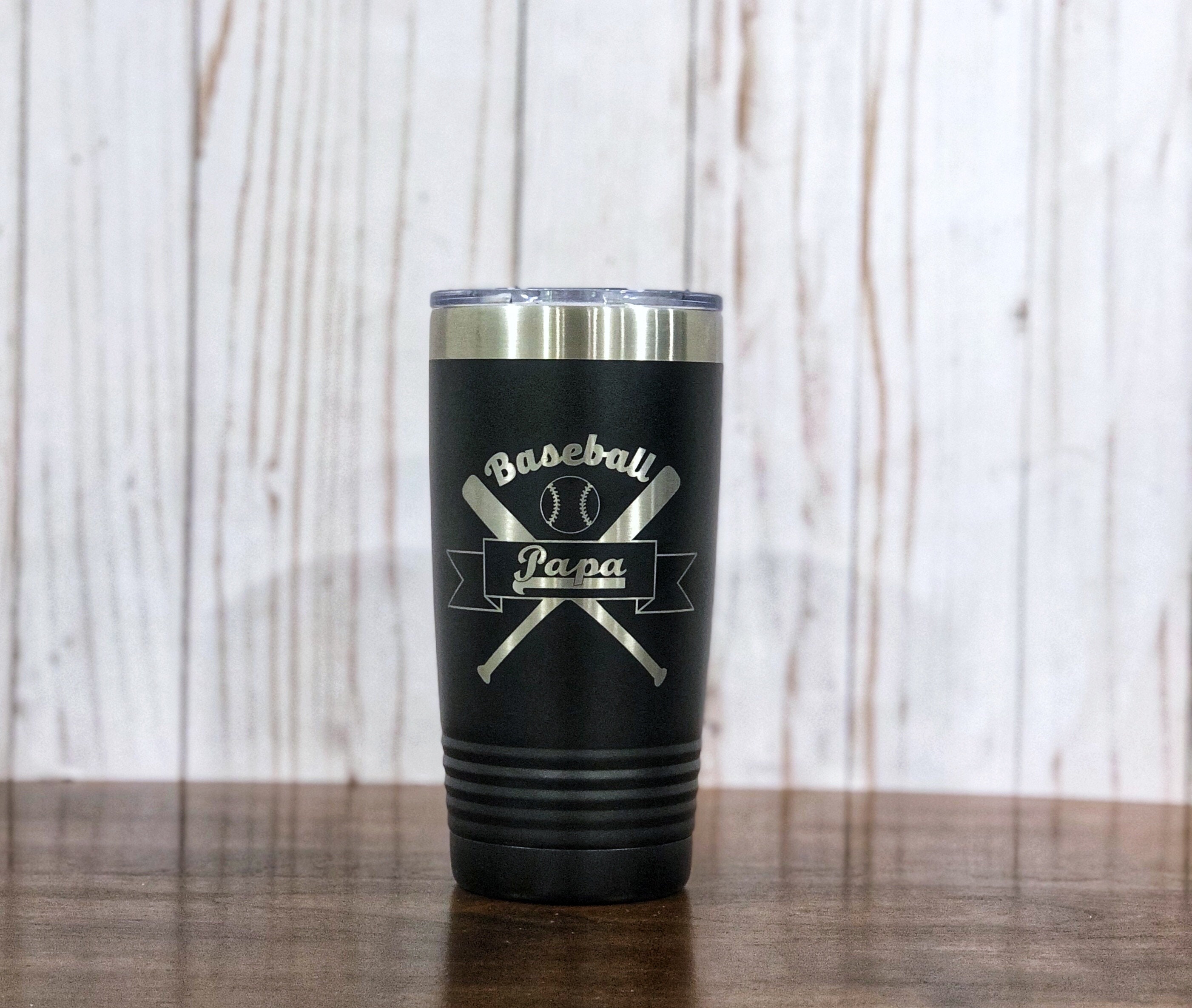 Baseball Papa Engraved Cup - Proud Grandpa Gift - Engraved Travel Mug ...