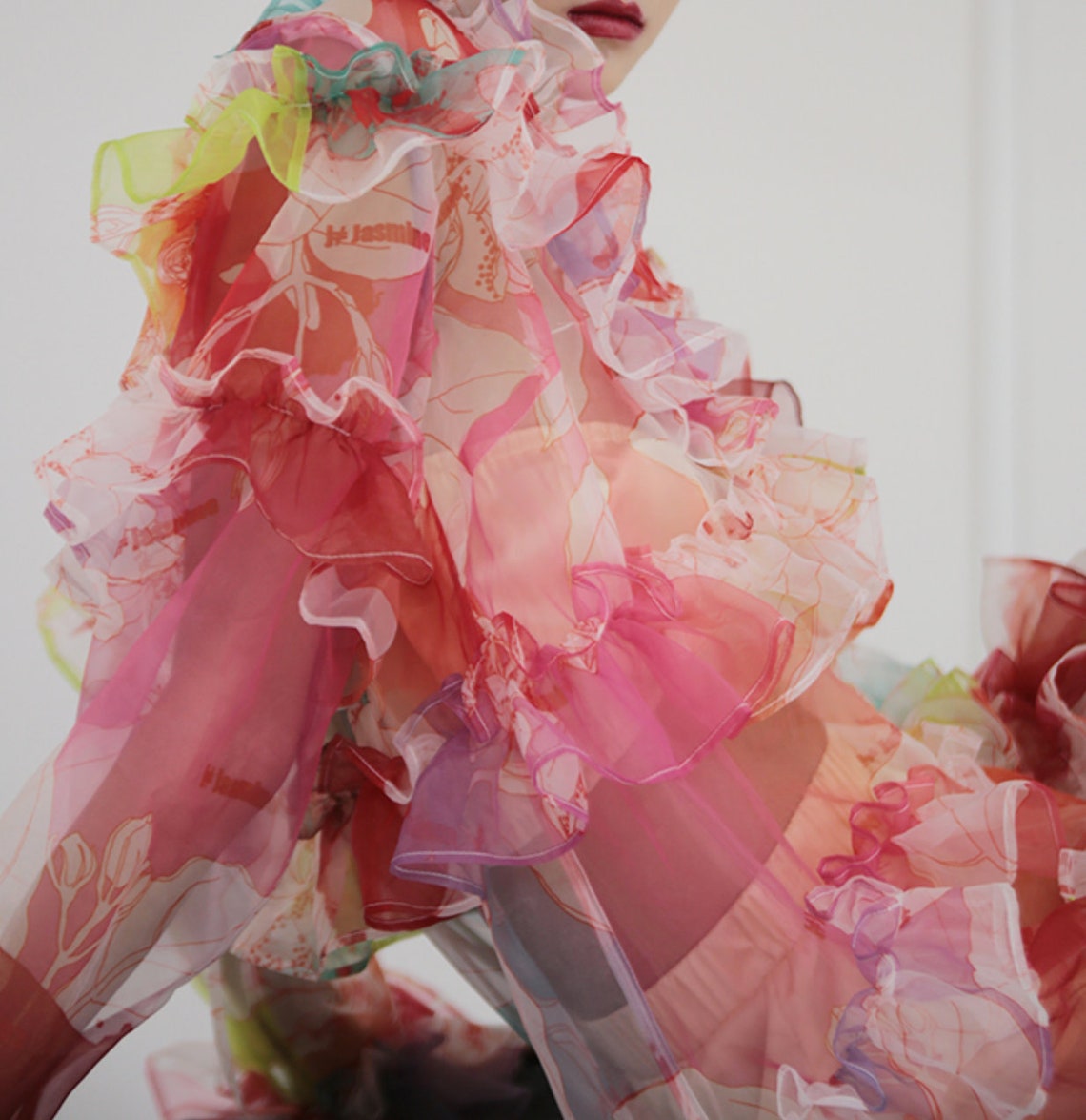 Multicolor Dress Ruffle Tulle Sheer Slip Organza Boho | Etsy