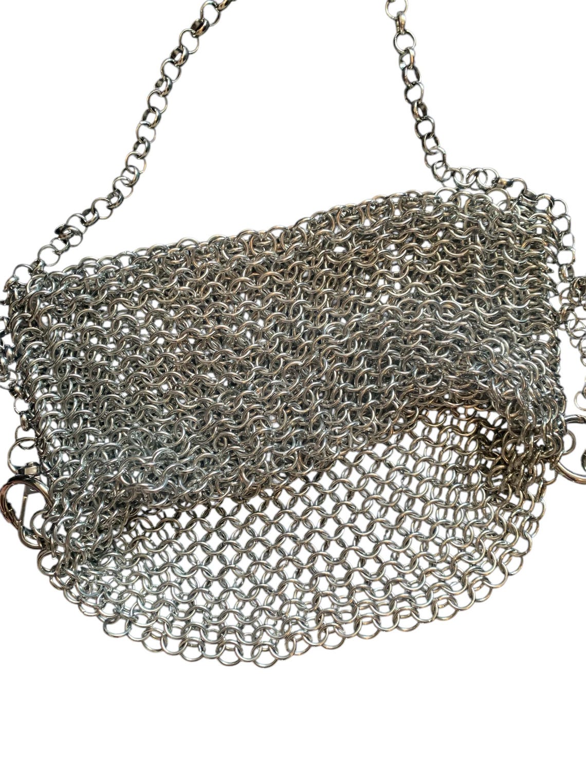 Chain Mail Bag | Silver Metal Purse | Metallic Chainmail Space Age ...