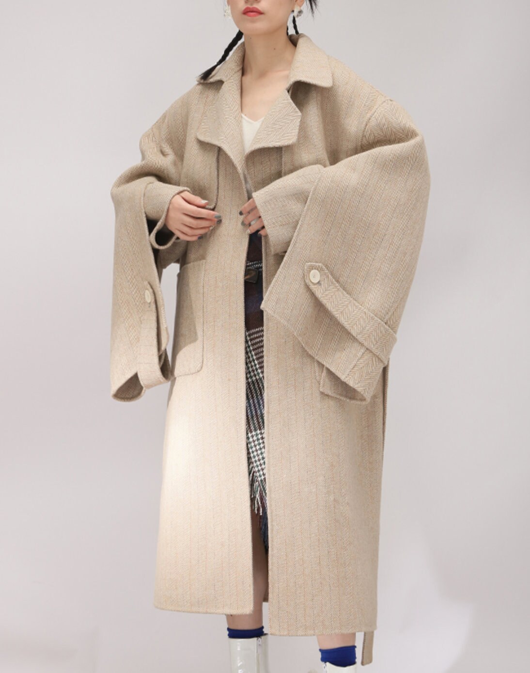 Wool Coat - Short Jacket | Camel Beige + Grey | Cape Fall Winter ...