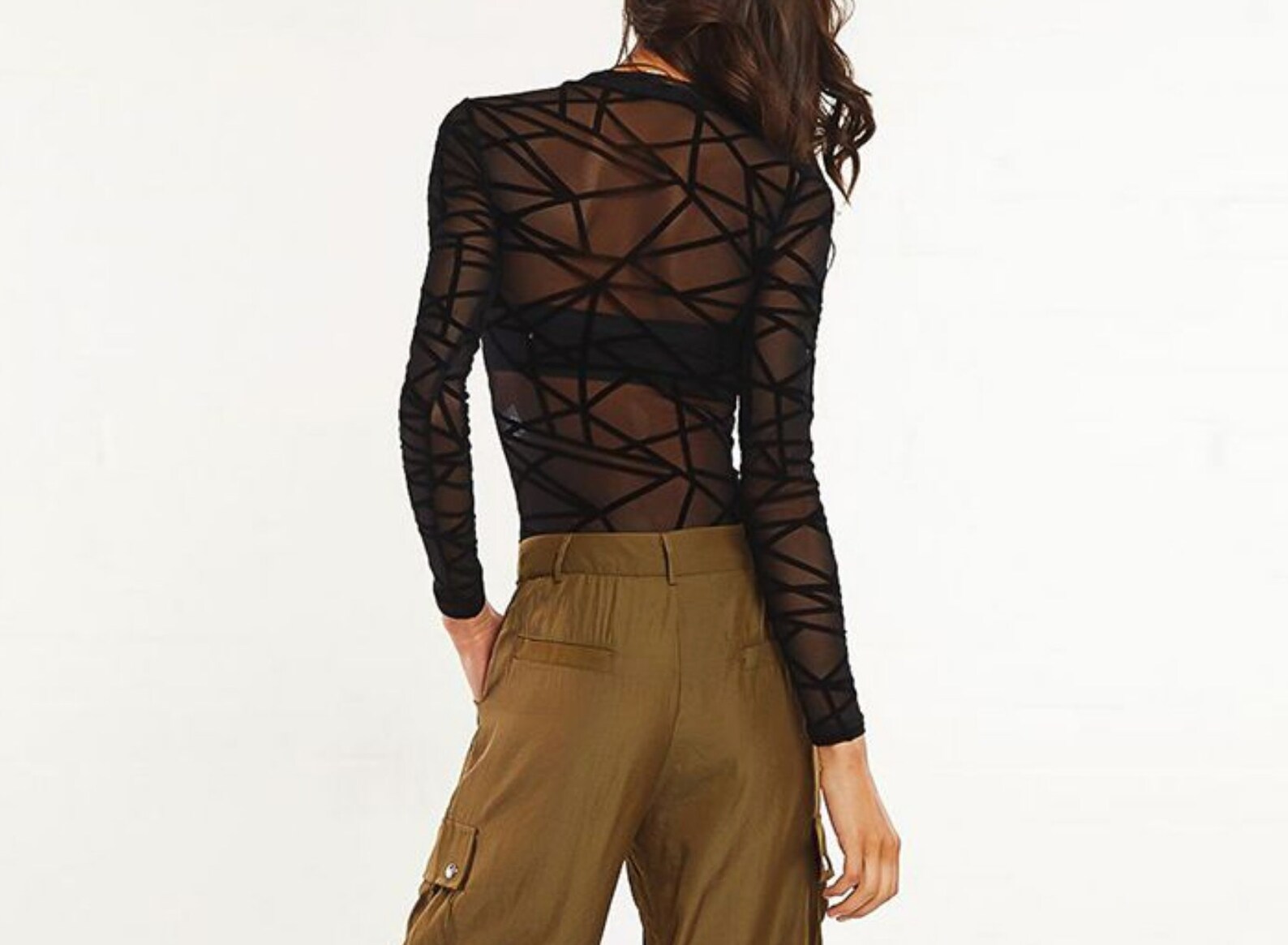 Mesh Black Top Bodycon Long Sleeve Minimal Minimalist - Etsy