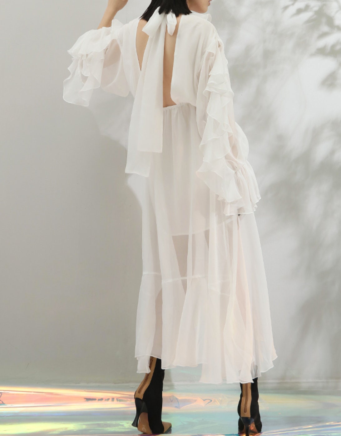 Ruffle Dress Summer Dress in White Black Chiffon Sheer - Etsy Canada