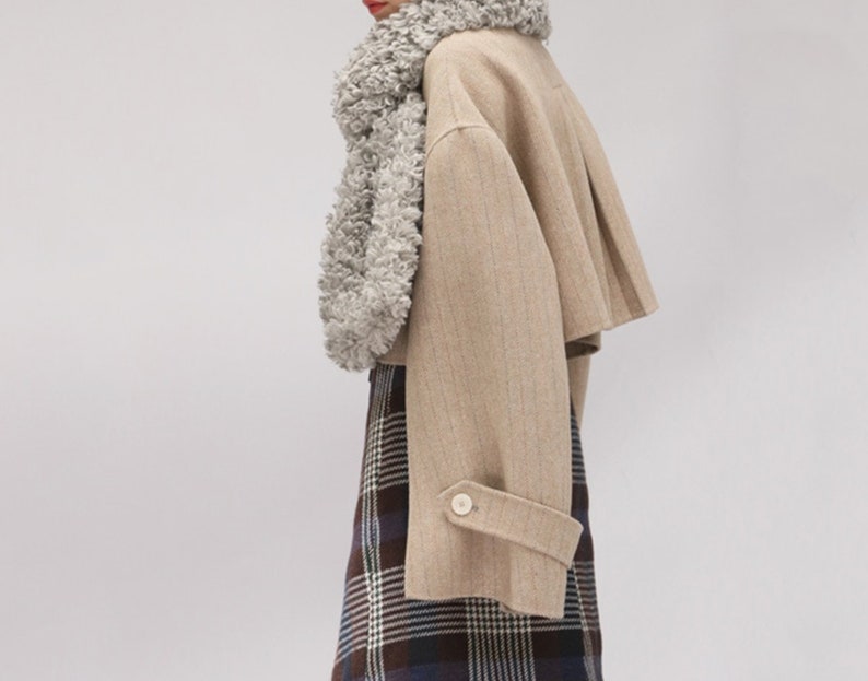 Wool Coat - Short Jacket | Camel Beige + Grey | Cape Fall Winter ...